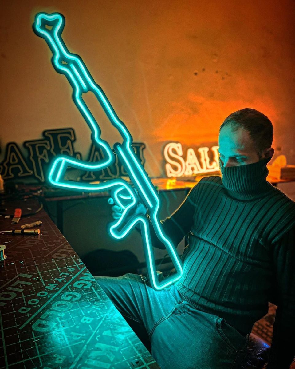 AK-47 Neon Sign | Illuminate Your Space with Bulletproof – Business Neons